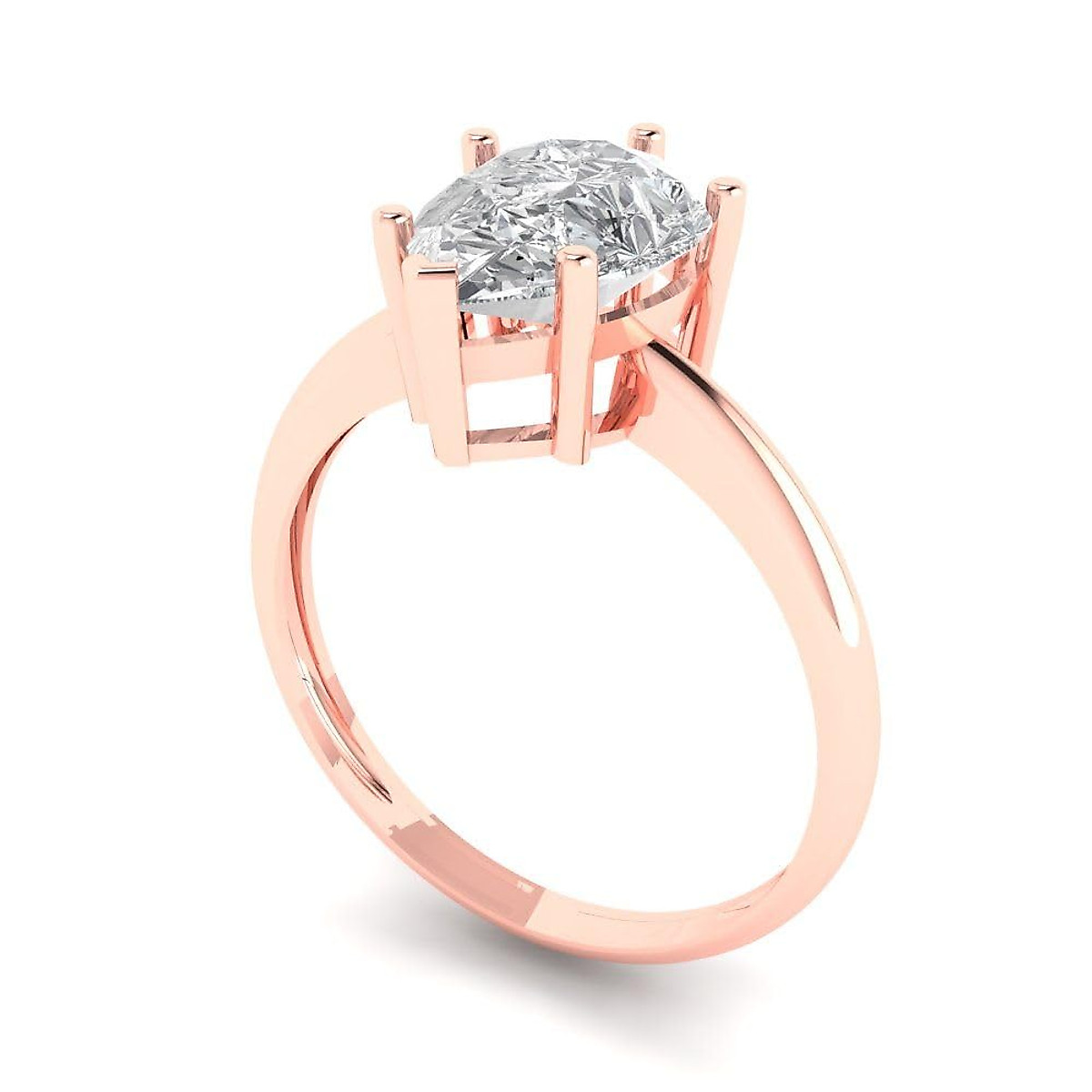 2.5 ct Pear Cut Genuine Clear Simulated Diamond Bridal Anniversary Engagement Promise 18K Rose Gold Solitaire Ring 6.75