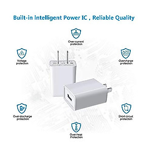 USB Wall Charger FOBSUNLAND ®. USB Wall Plug 5V 2.1A AC Power Adapter Compatible with iPhone,Pad,Samsung,Tablet,Kindle and More (White 2pack)