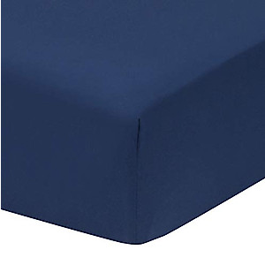 Everyday Kids 2-Pack Fitted Crib Sheets, 100% Soft Breathable Microfiber Baby Sheet, Fits Standard Size Crib Mattress 28in x 52in, White Nursery Sheet and Navy Nursery Sheet