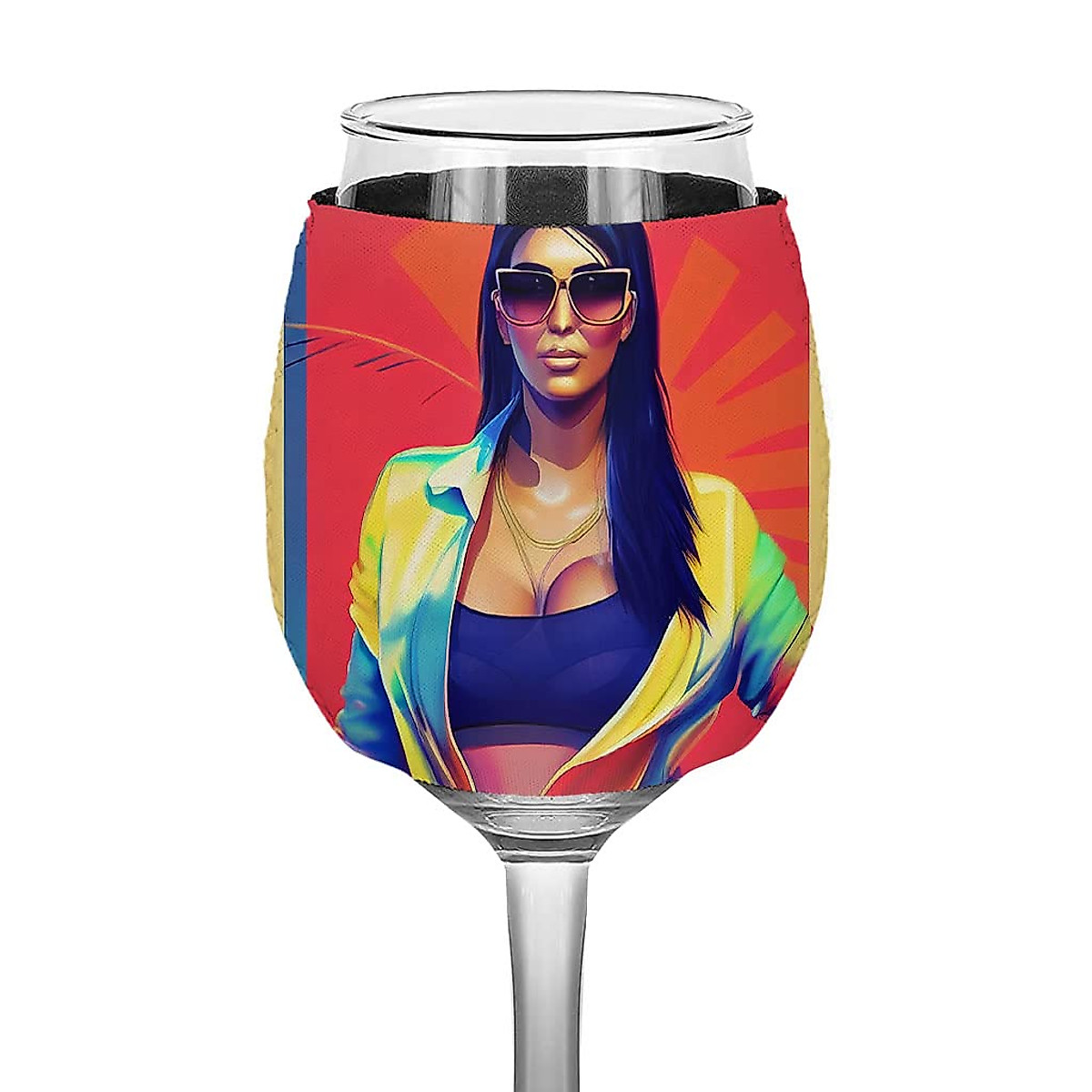 Kim Kardashian Art Wine Glass Sleeve - Unique Design Sleeves for Wine Glass - Printed Wine Glass Sleeve