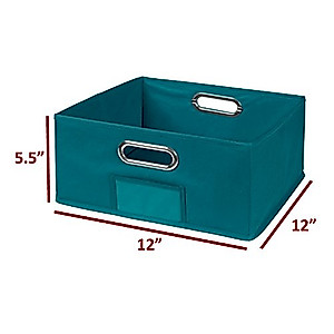Niche Cubo Set of 12 Half-Size Foldable Fabric Storage Bins with Label Holder- Teal