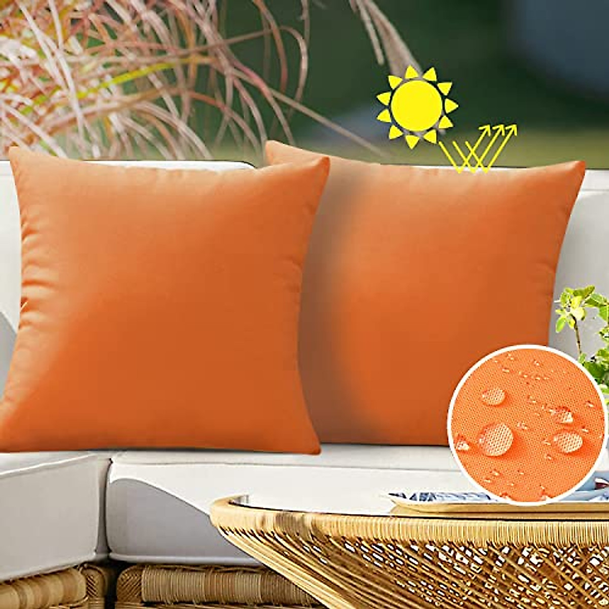 VAKADO Fall Outdoor Waterproof Throw Pillow Covers 18x18 Set of 2 Decorative Pumpkin Patio Furniture Sunbrella Cushion Cases Outside Decor for Couch Garden Bench Porch