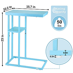 Yoobure C Shaped End Table, Side Table for Couch and Bed, Small Side Table for Small Spaces, Living Room, Bedroom, Rustic Snack Table