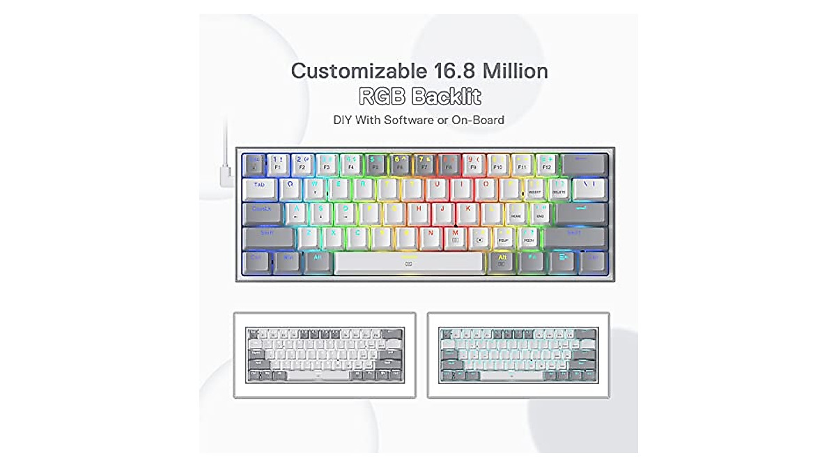 Redragon K617 Fizz 60% Wired RGB Gaming Keyboard, 61 Keys Compact ...