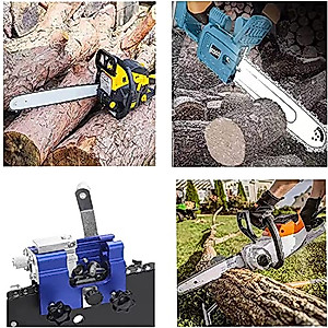 JEIKUYIA Chainsaw Sharpener, Hand-Cranked Chainsaw Sharpener Kit, Suitable for Various Chain Saws and Chainsaws, for Logging Workers, Garden Workers, with 3 Pcs Grinding Head (Large,Blue)