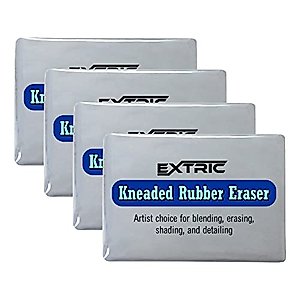 Kneaded Eraser - 4 Pack Kneaded Erasers for Artists - Erasers Medium Size Art Eraser, Gray Kneadable Erasers, Great for Artists, Sketching, Drawing and Shading