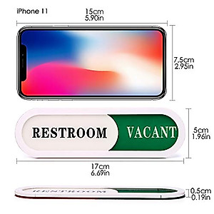 Vacant Occupied Sign for Home Office Hotles Hospital Restroom,Slider Door sign (Tells Whether Room Vacant or Occupied), 6.69'' x 1.96''