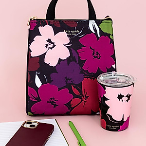 kate spade new york Small Insulated Stainless Steel Tumbler, 12 Ounce Double Wall Travel Coffee Cup with Lid, Painterly Blooms