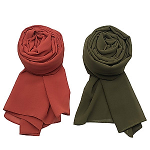 MANSHU 4 PCS Women Soft Chiffon Scarves Shawl Long Scarf Wrap Scarves.