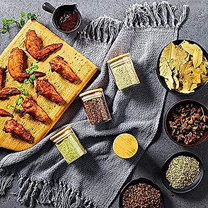 Nialnant 12 Pcs Glass Spice Jars with Bamboo Lids, 6oz Small Glass Jars with Labels & Pen, Glass Storage Jars for Kitchen Tea Coffee Sugar Nuts