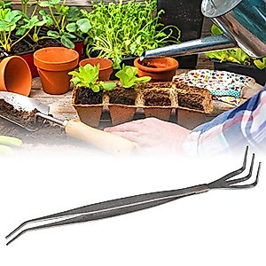 KSTEE Bonsai Rake Tools, 2 in 1 Stainless Steel Bonsai & Gardening Tool Root Rake + Tweezers