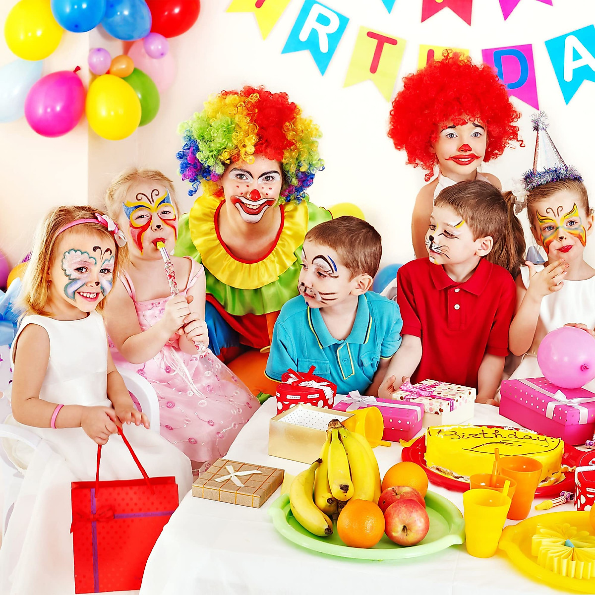 BOBISUKA Face Painting Kit for Kids - 16 Colors Water Based Body Face Paint Includes Brushes,Sponges,Glitters,Gem Sheet,Instructions,Stencils for Halloween Party Costume SFX Makeup