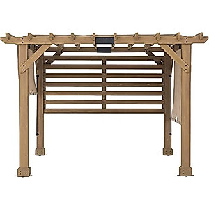 Sunjoy Cedar Pergola 10 x 11 ft. Wooden Hot Tub Pergola with Adjustable Canopy and Privacy Screen by SummerCove