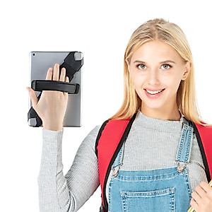Joylink iPad Hand Holder Strap with Pen Loop and 360°Swivel Leather Handle Grip Elastic Belt for 10.1" Tablets (iPad Air Pro Samsung Nexus), Black Upgrade Version