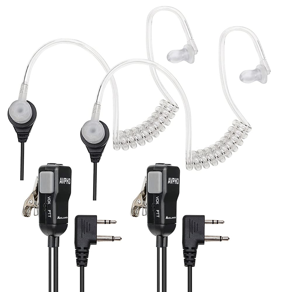 Midland AVPH3 Transparent Security Headsets with PTT/VOX (6-Pack)
