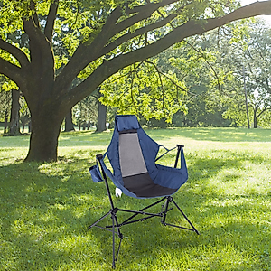 ALPHA CAMP Hammock Folding Rocking Chair with Cup Drink Holder, High Back, for Outdoor,Camping, Lawn,Backyard,Picnic, Steel,Heavy Duty Portable Oversized Capacity-350lbs