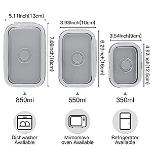 Duoyou Collapsible Silicone Lunch Bento Box, Portable Food Storage Container Outdoor Picnic Box Space Saving, Microwave, Dishwasher and Freezer Safe, 3 Pcs Set (Grey)