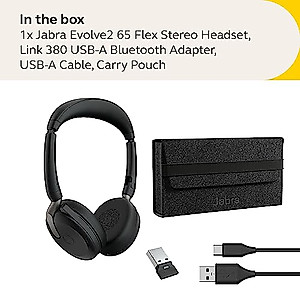 Jabra Evolve2 65 Flex Wireless Stereo Headset - Bluetooth, Noise-Cancelling ClearVoice Technology & Hybrid ANC - Works with All Leading UC Platforms Such As Zoom & Google Meet - Black