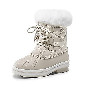DREAM PAIRS Boys Girls Winter Snow Boots for Little Big Kids Off-White Size 3 Little Kid SDSB2225K