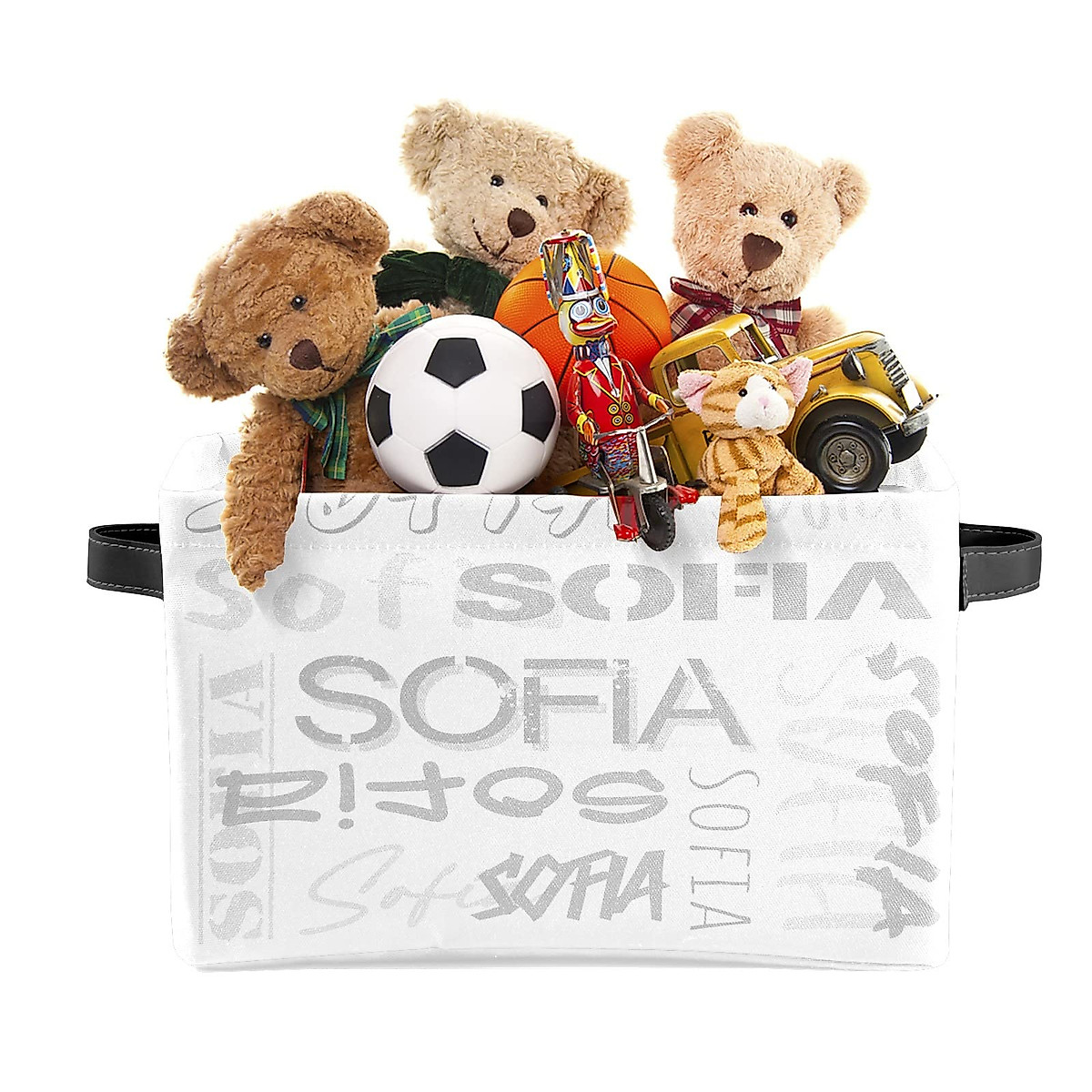 ZAACUSTOM Personalized Storage Bins with Name Custom Kids Storage Basket Cubes Organizer with Handles for Organizing Boys and Girls Toys Shelf Closet Nursery Baskets Boxes, 1 Pack