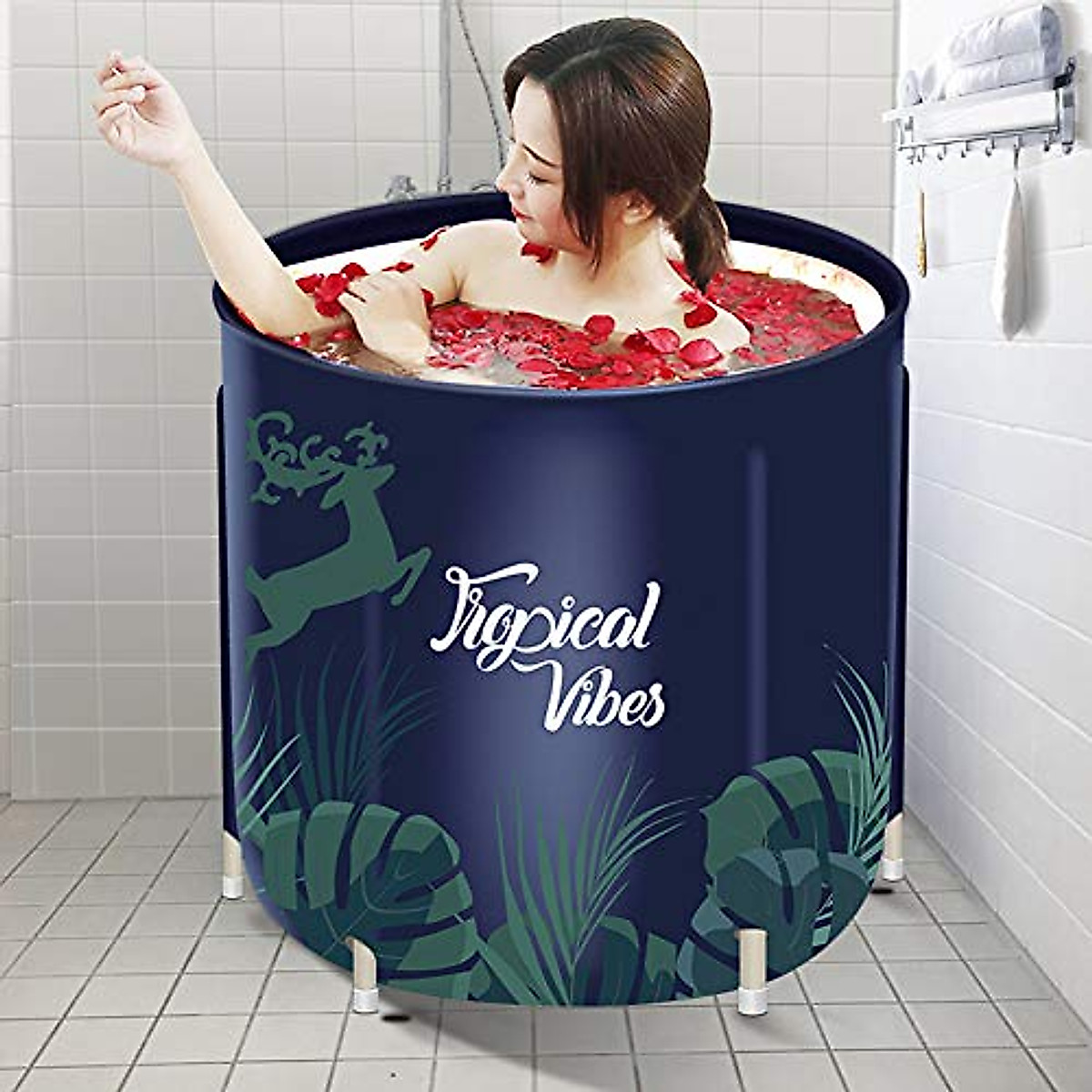 Portable Foldable Bathtub, Separate Family Bathroom SPA Tub, Soaking Standing Bath Tub for Shower Stall, Efficient maintenance of temperature, Ideal for Hot bath ice bath(A)
