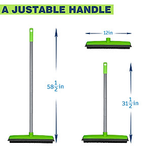 Rubber Broom Pet Hair Remover, Silicone Brooms for Floor Cleaning, Tile, Windows, Carpet Squeegee with Telescoping Handle, Extends from 31 inch to 58 inch, Perfect for Sweep, Scrap