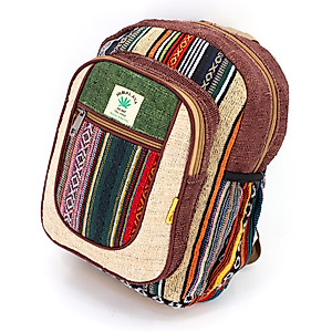 Unique design Himalaya Hemp Hippie Backpack Festival Backpack Hiking Backpack FAIR TRADE Handmade with Love. (BROWN)