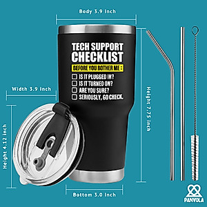 Panvola Tech Support Checklist Technical Support Gifts Computer Programmer Vacuum Insulated Tumbler Travel Mug (30 oz)