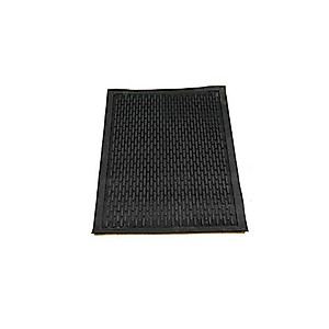 Indoor/Outdoor Hose-Wash Ribbed Design Non-Slip Rubber 2x3 Modern Entryway Mat for Entryway, Patio, Backyard, Garage, 24" x 36", Black Ribbed