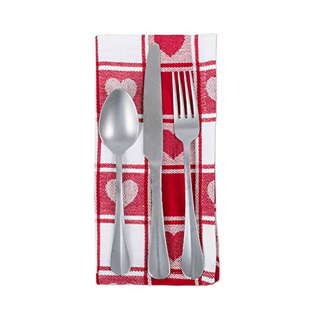 DII Valentine's Day Collection, Napkin Set, 20x20, Checkered Heart, 6 Piece