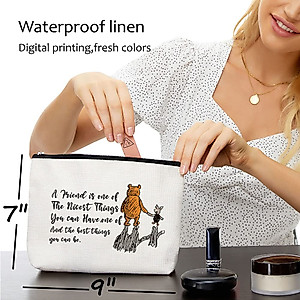 Blue Leaves Friends Gifts for Her,Cute Gifts for Best Friends Girls, Friends Gifts for Women Birthday-A Friend is one of The Nicest Things You can Have- Makeup Bag