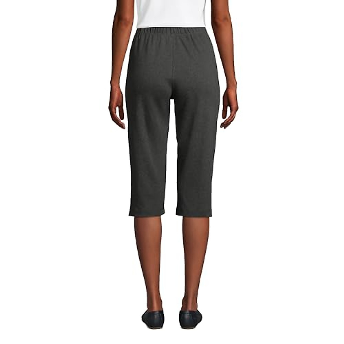 Lands' End Women s Sport Knit Capri Pants Dark Charcoal Heather Plus 2X