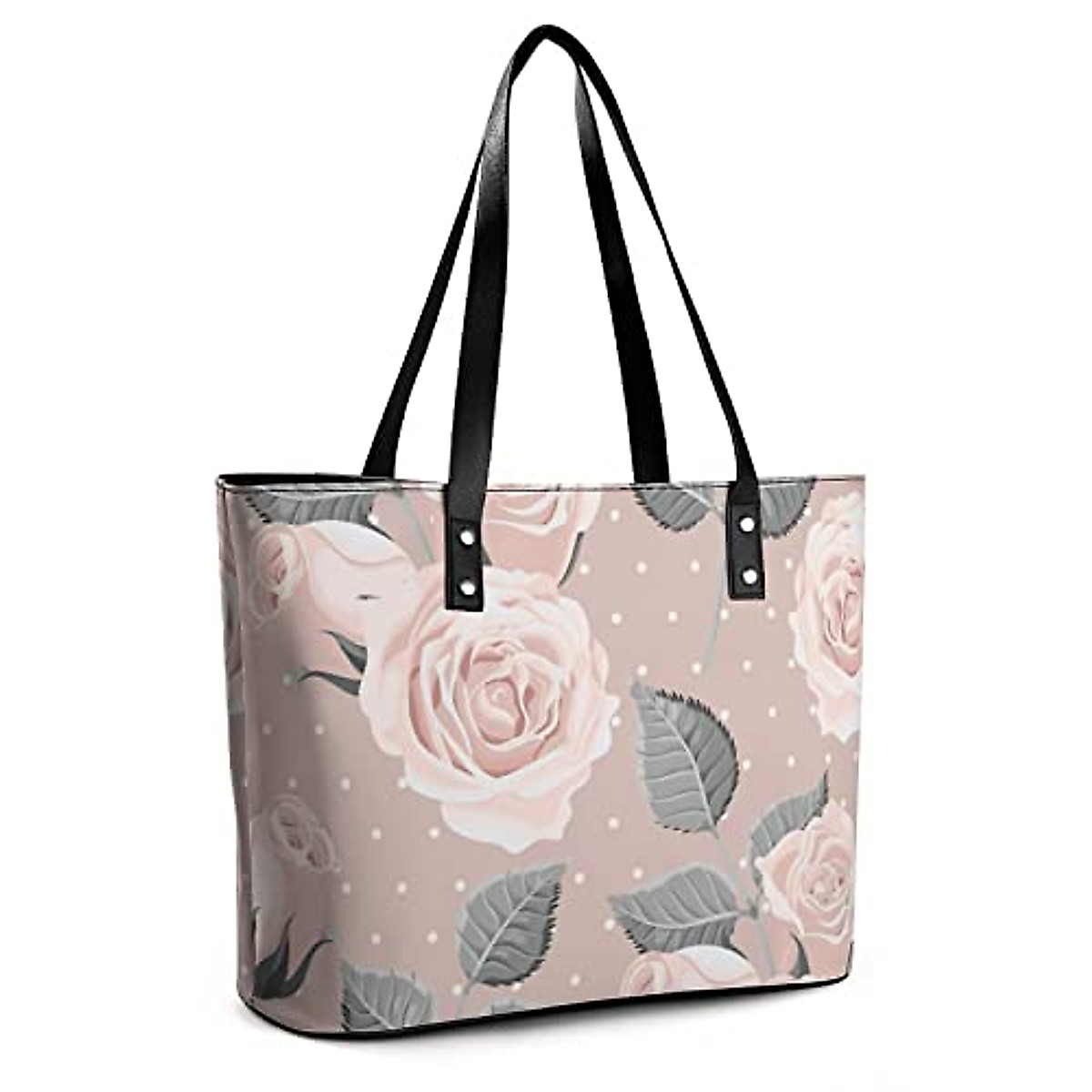 Womens Handbag Roses Pattern Leather Tote Bag Top Handle Satchel Bags For Lady