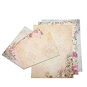 Dahey 30Pcs Vintage Stationery Floral Writting Paper Matching Envelopes Sets for Handwriting Letters, Assorted Colors