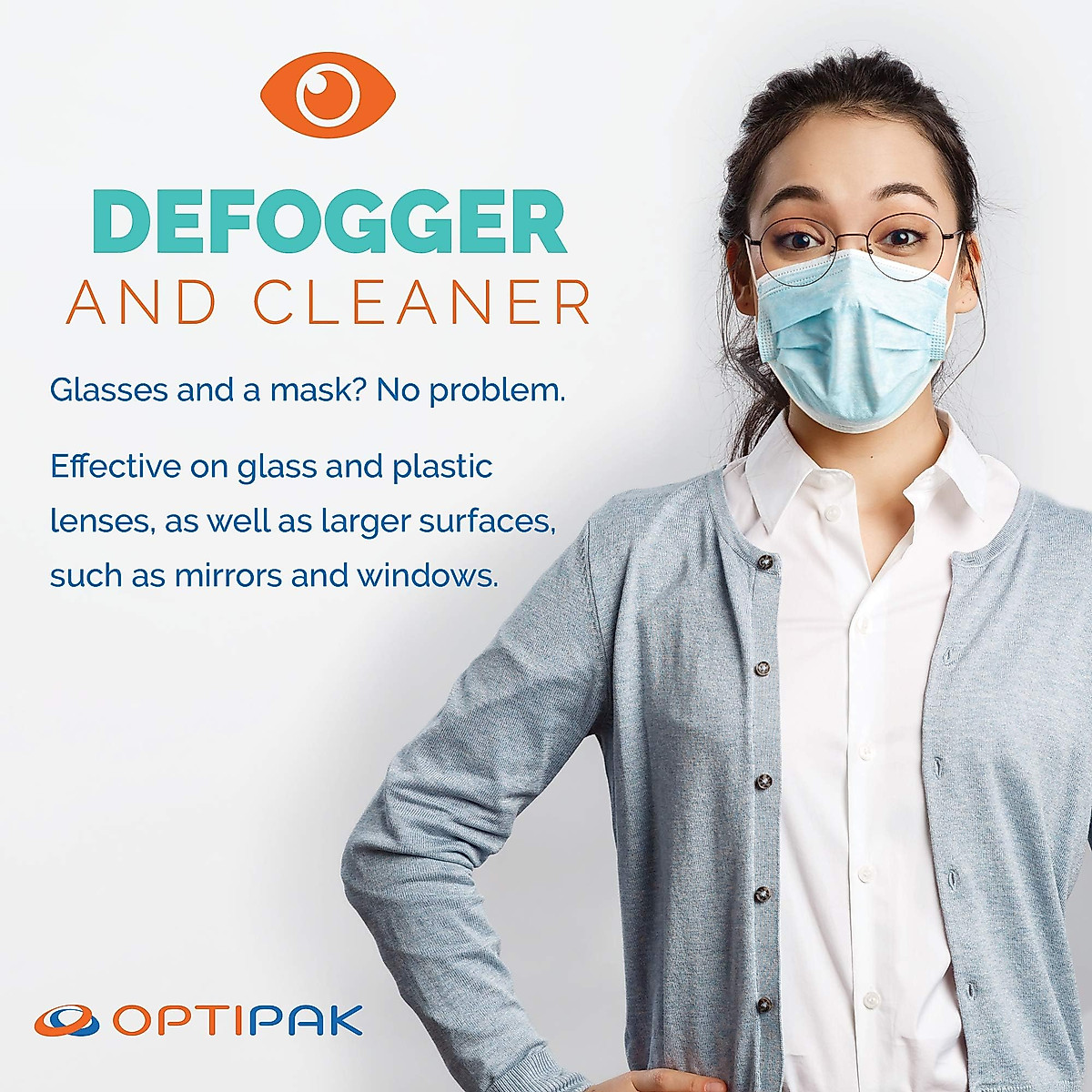 OPTIPAK Anti-Fog Lens Wipes Pre-moistened Wipes Glasses Cleaner, Cleaning Wipes for Binoculars, Face Shields, Ski Masks or Swim Goggles, Prevents Fogging on Eyeglasses, Mirrors, Lenses & Windows