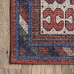 nuLOOM Stella Machine Washable Traditional Tribal Area Rug, 6' x 9', Rust