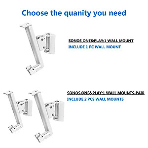 EMAQUIN Wall Mount Bracket for SONOS ONE/SONOS ONE SL/SONOS Play 1 Speaker (Swivel and Tilt,Compatible with Both SONOS ONE/ONE SL/SONOS Play 1, White)