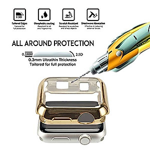 Tranesca 8 Pack 40mm Watch case with Built-in HD Clear Ultra-Thin TPU Screen Protector Cover Compatible with Apple Watch Series 4/5/6/SE (Clear+Black+Gold+Rose Gold+Red+Blue+Green+Silver)