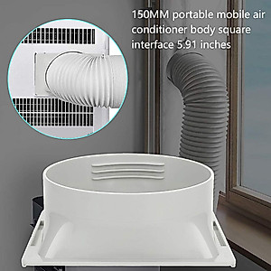 Pek, 5.91In Portable Air Conditioner Adapter Exhaust Hose,Connector Tube Air Hood Baffle Plate Mobile Air Conditioning Special Exhaust Pipe Interface ((150mm) Square Mouth White), 18X15X6.5 cm