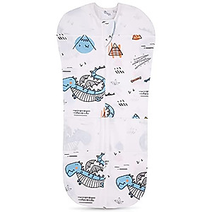 Elstey Baby Swaddle Sleep Sacks 100% Cotton Swaddle with Breathable Mesh & 2-Way Zipper Unisex Swaddling Wrap for Baby Boy Girl (Dinosaur, 0-3 Months Newborn)