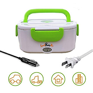 Sweet Home Bee 2 in 1, Electric Lunch Box –FAST HEATING, Car, Truck, Home Use, Portable Food Warmer Heater with Food Grade Removable Stainless Steel Container and Fork