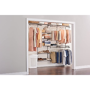 Rubbermaid Configurations Deluxe Closet Kit, Titanium, 4-8 Ft., Wire Shelving Kit with Expandable Shelving and Telescoping Rods, Custom Closet Organization  System, Easy Installation