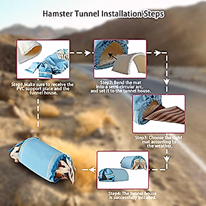 VCZONE Guinea Pig Tunnel House, Hideout House with Double Side Pad for Bunny Hamsters Chinchilla Guinea Pig, Soft Warm Plush Nest Habitats for Playing and Sleeping(Blue)