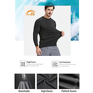 HOPLYNN 5 Pack Workout Compression Shirts Men Long/Short Sleeve Rash Guard Athletic Undershirt Gear T Shirt for Sports 2 Black 2 White 1 Blue M