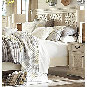 Signature Design by Ashley Bolanburg Farmhouse 1 Drawer Nightstand with Outlets & USB Charging Ports, Antique White