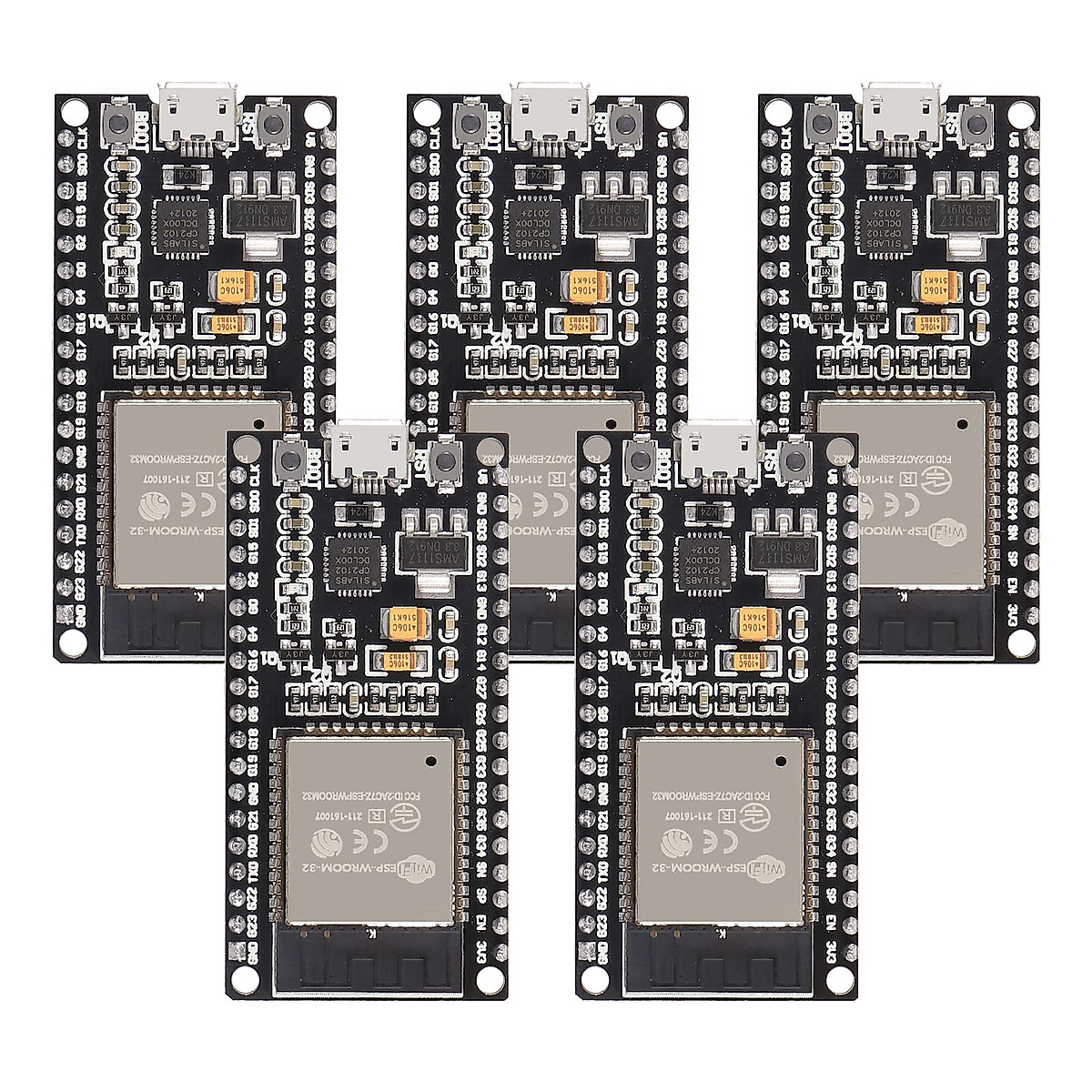 5PCS ESP32 38Pin Development Board ESP-32S Microcontroller Processor Integrated 2-in-1 Microcontroller ESP-WROOM-32 Chip CP2102 WiFi NodeMCU-32S ESP-WROOM-32 Compatible with Arduino IDE