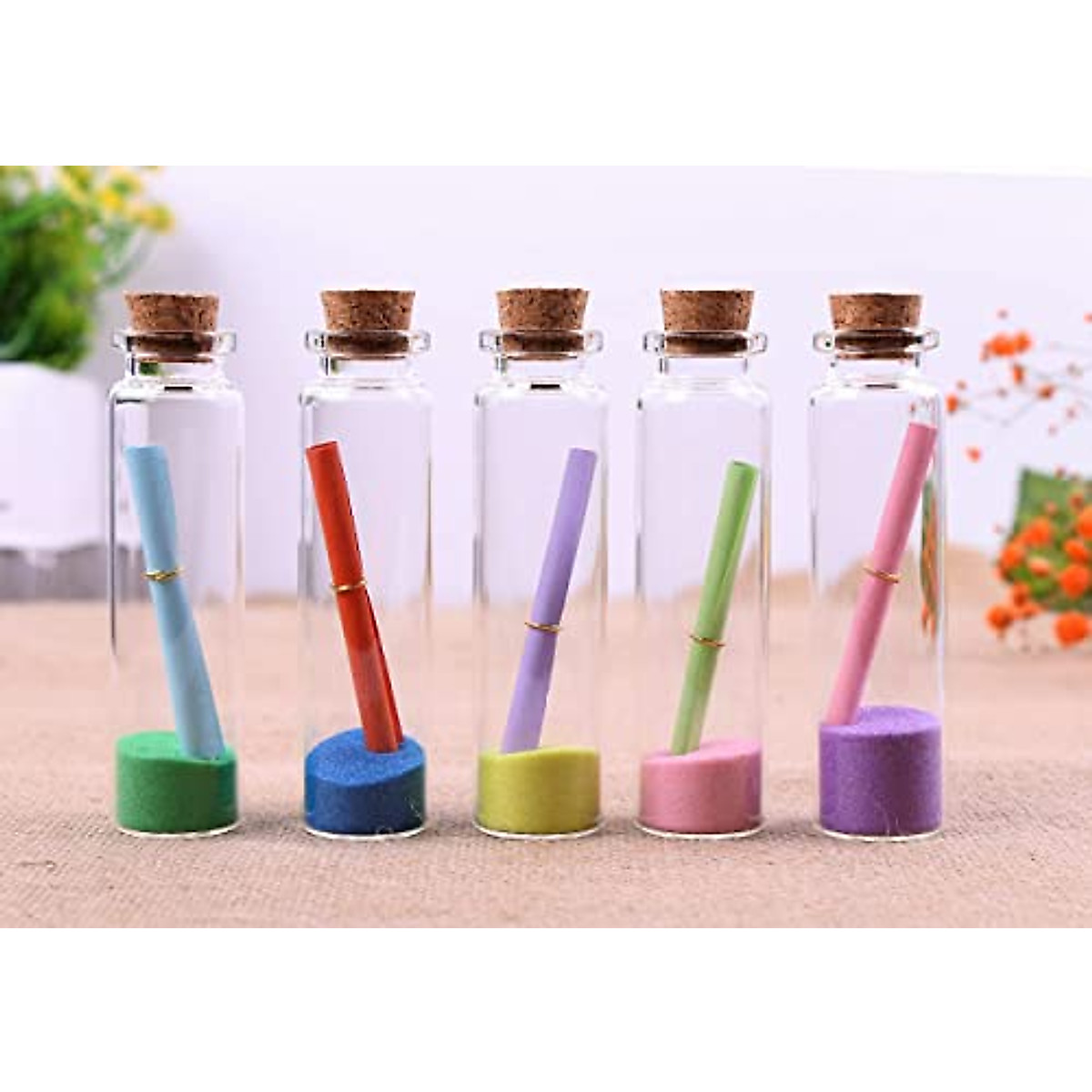 MaxMau Small Glass Bottles with Cork Stoppers,100pcs Tiny Jars Mini Glass Vials 20ml for DIY Art Craft Storage Wedding Favors