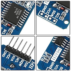 DS3231 AT24C32 IIC RTC Module Clock Timer Memory Module Beats Replace DS1307 I2C RTC Board (Batteries not Included) + 20 PCS Male to Female Jumper Wire Cable
