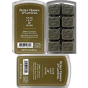 Better Homes & Gardens. Better Homes and Gardens - Sage Leaf and Musk 3.5oz Scented Wax Cubes 3-Pack Dull Sage Green