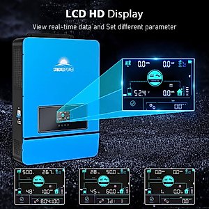 SUNGOLDPOWER 8000W 48V Hybrid Inverter, Built-in 2 MPPT Solar Controllers, Max 200A Battery Charging, AC Input/Output 120V/240V(settable),Pure Sine Wave Inverter(Parallel/WiFi/BMS COMM) UL1741